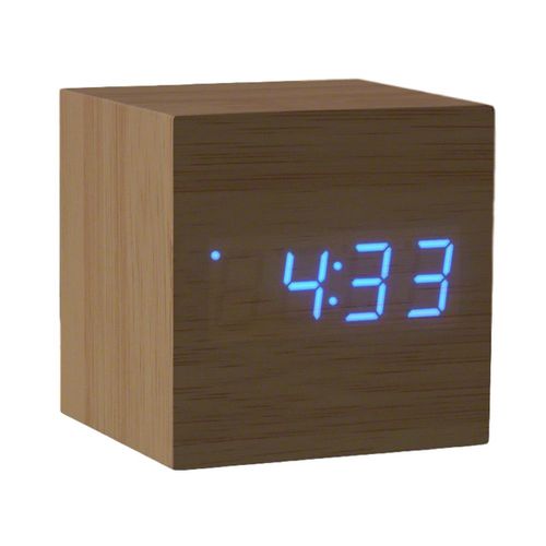 Blinkee | Flashing Blue LED Wooden Cube Digital Alarm Clock with USB ...