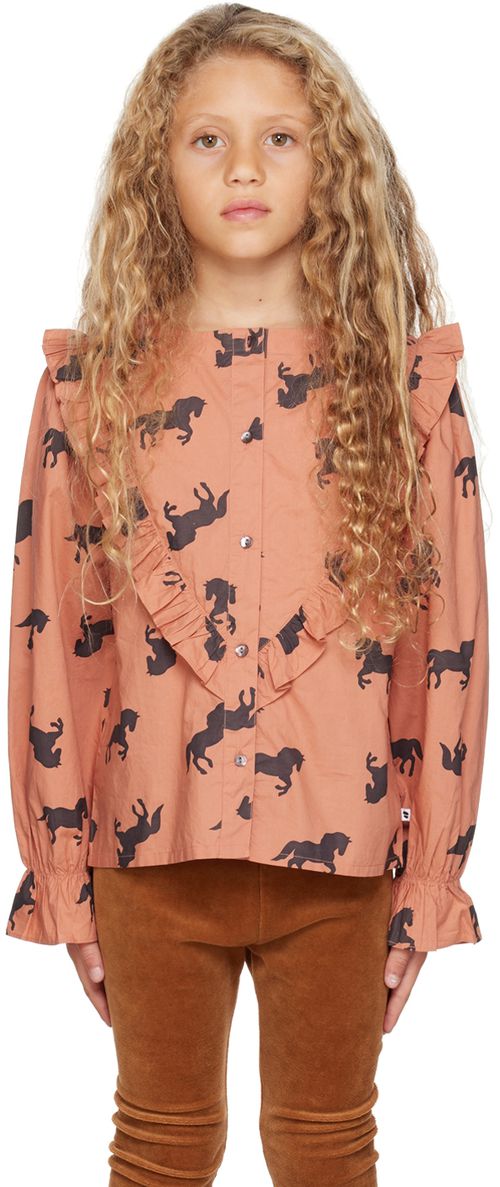 maed for mini 키즈 핑크 해피 홀스 셔츠 222975M703004 | Realry