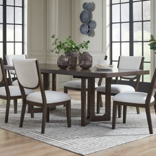 Ashley | Breckington Dining Table and 6 Chairs, Dark Brown | Realry