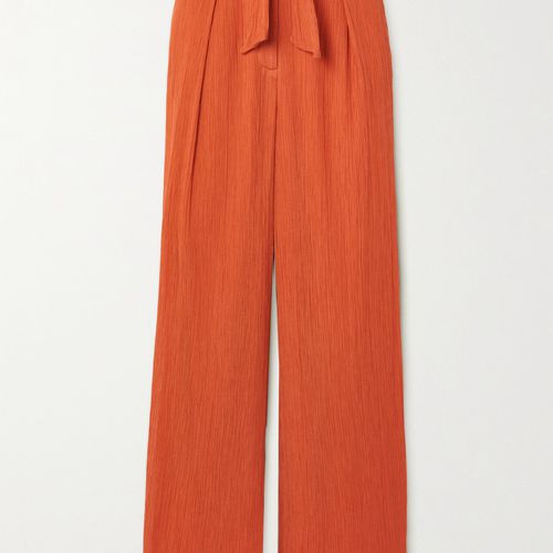 Gabriela Hearst | Thomazia Belted Cotton And Silk-blend Crepon Wide-leg ...