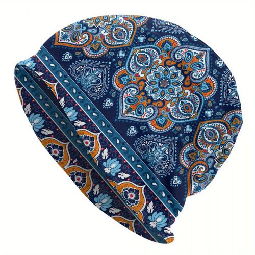 temu | TEMU Men's Mandala Print Bonnet Hat - Windproof Skullie Beanie ...