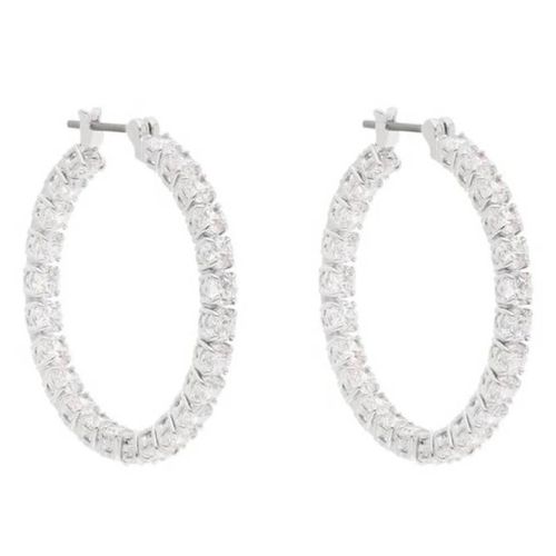 Swarovski | Rhodium Matrix Plated Hoop Earrings | Realry