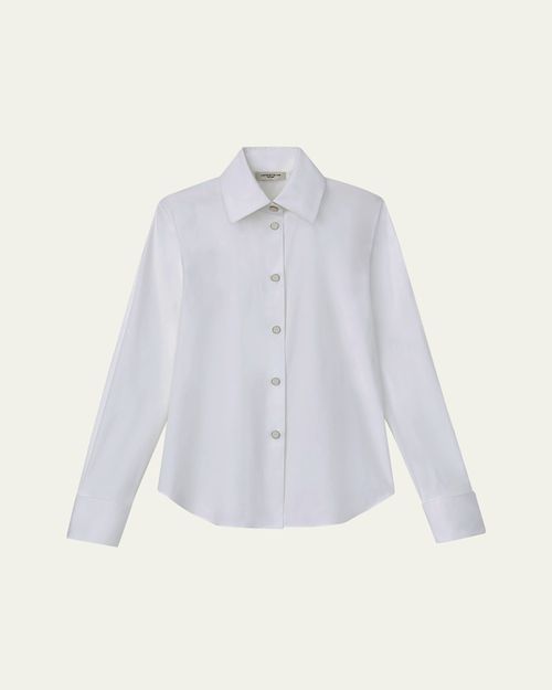 Lafayette 148 New York | Snap-Front Stretch Cotton Blouse | Realry