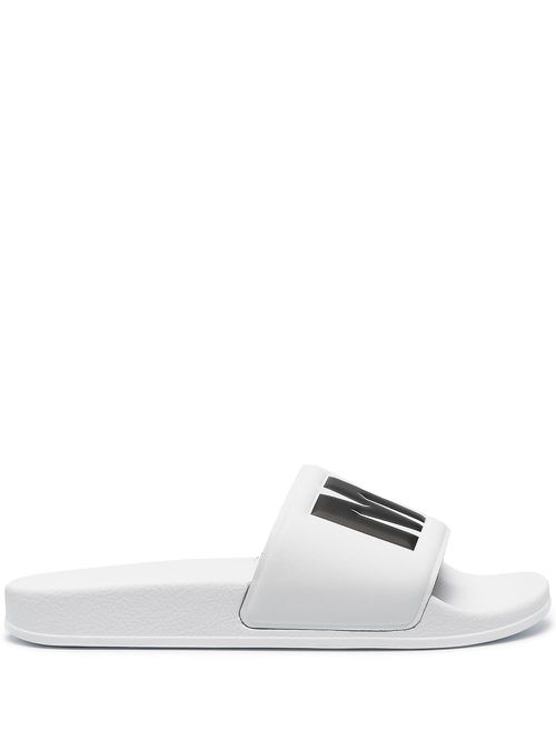 Msgm | logo-print pool sliders - White | Realry