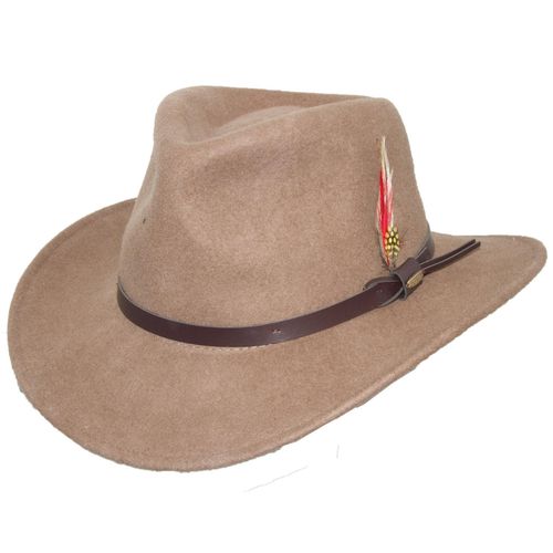 Scala | Men's Crushable Felt Outback Hat - Tan | Realry