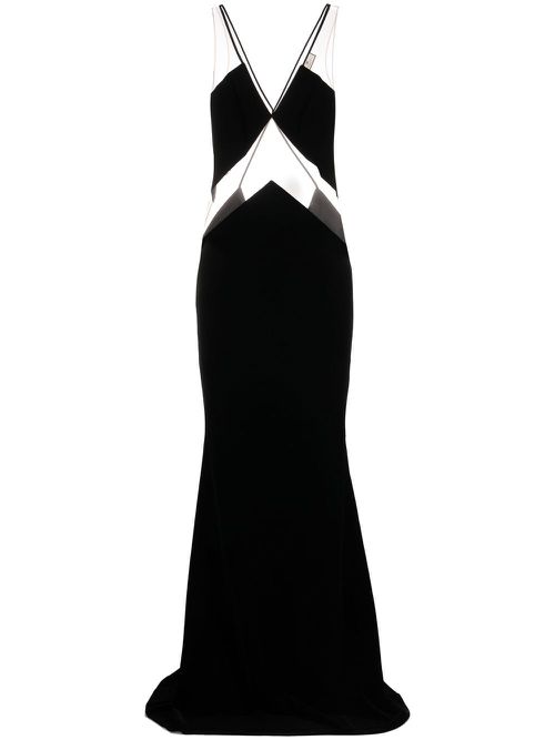 Elisabetta Franchi | Sheer-panel open-back dress - Black