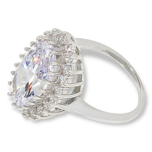 Radiance by Absolute | ™ Simulated Diamond Oval Halo Ring - Silver ...