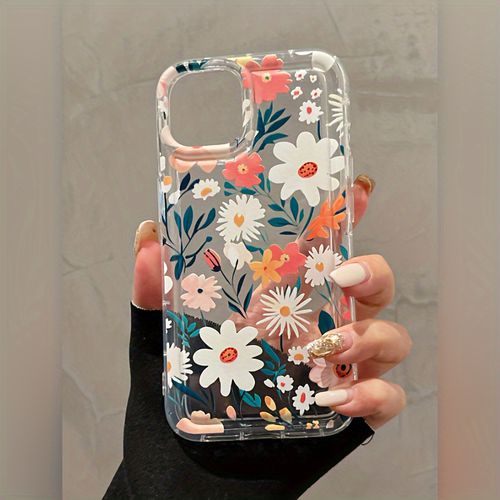 temu | TEMU Phone Case: Full-screen Floral Transparent Shockproof Tpu ...