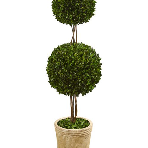 Nearly Natural | Nearly Natural 4ft Preserved Boxwood Double Ball ...