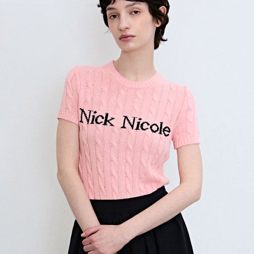 nicknicole | NICK NICOLE CABLE HALF KNIT_PINK | Realry