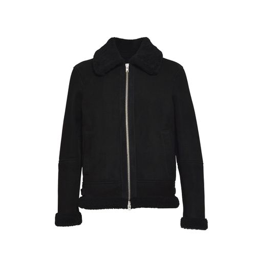Dfour | Black Suede Shearling Jacket | Realry