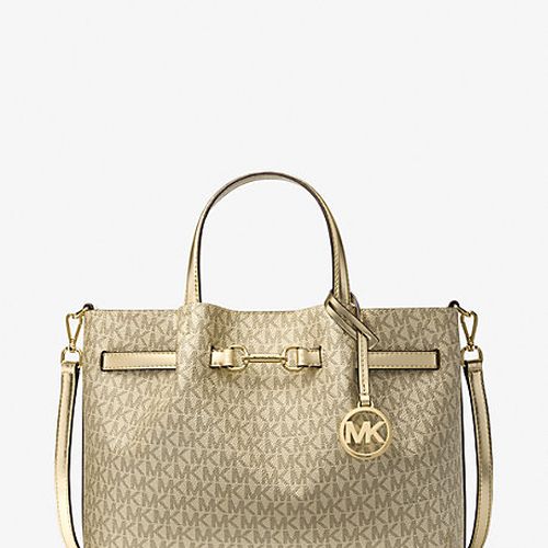 Michael Kors | Carson Medium Metallic Signature Logo Satchel | Realry