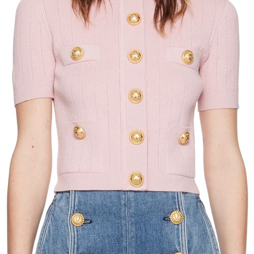 Balmain | Balmain Pink Press-Stud Cardigan | Realry