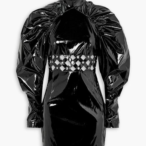 Rotate Birger Christensen | Kimmy crystal-embellished cutout vinyl mini ...