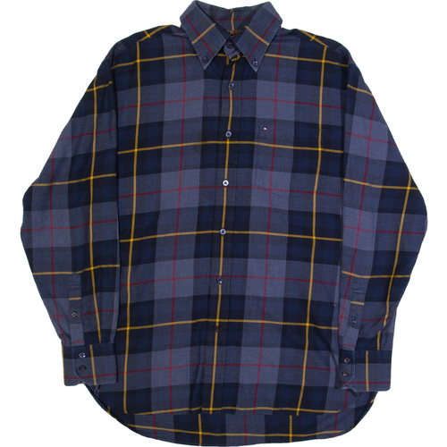 Loopi | TOMMY HILFIGER Soft Touch Mens Shirt Blue Check Long Sleeve M ...