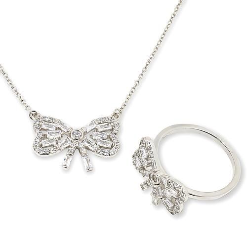 Radiance by Absolute | ™ 3ctw Bow Ring and Necklace 2-piece Set | Realry