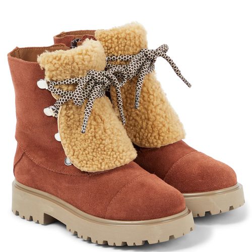 Pèpè | PèPè Faux shearling-trimmed suede boots | Realry