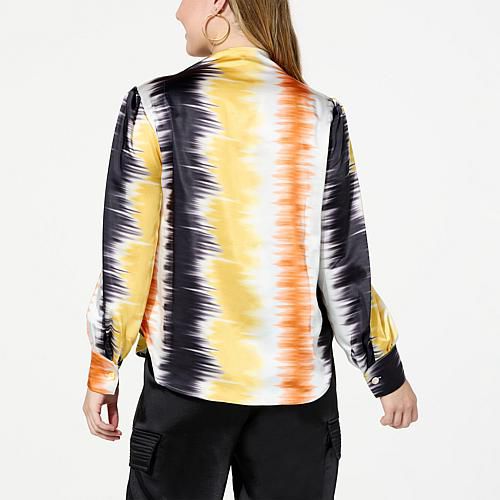 GREY by Jhoan Sebastian Grey | Satin Tie Neck Blouse - Citron Print ...