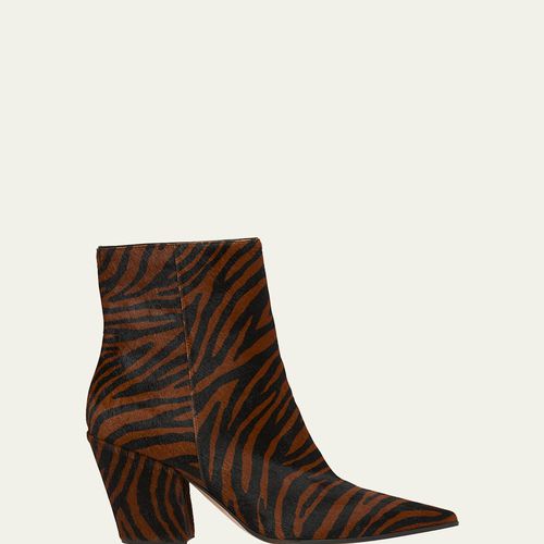 Gianvito Rossi | Keinna Tiger-Print Pony Hair Western Booties | Realry