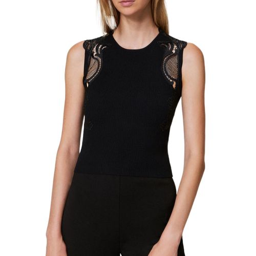 Twin-Set | lace-detail ribbed-knit top | Realry