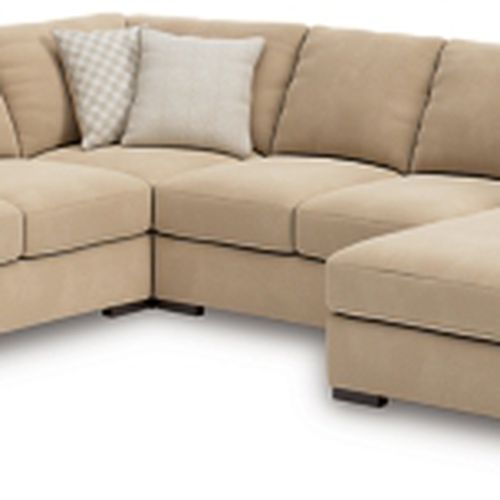 Ashley | Larce 4-Piece Performance Fabric Sectional with Chaise, Dune ...