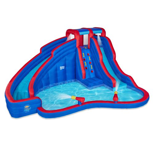 Sunny & Fun | Double Dip Inflatable Water Slide Park with Climbing Wall ...