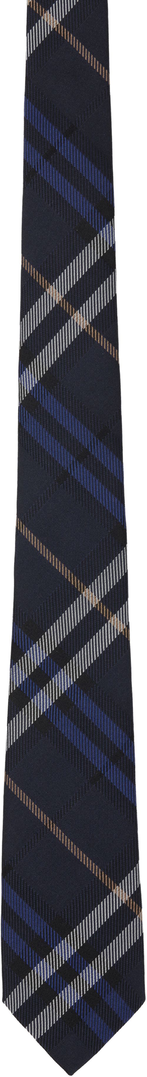 Burberry | Burberry Navy Check Silk Tie | Realry