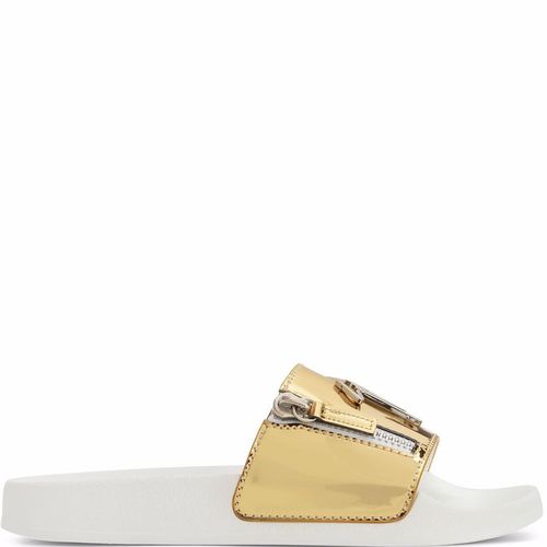 Giuseppe Zanotti | Brett zip-detail slides - Gold