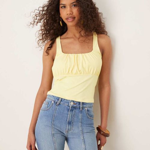 ASOS DESIGN | polyamide gathered bust tank top in pastel yellow | Realry