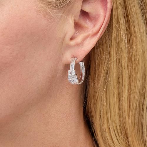 Radiance by Absolute | ™ 6.75ctw Octagonal Stone Snake Hoop Earrings ...
