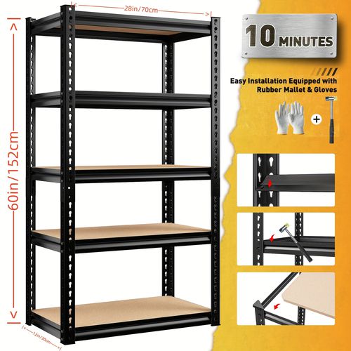 temu | TEMU 2000lbs Heavy Duty 5-tier Galvanized Steel Shelving Units ...