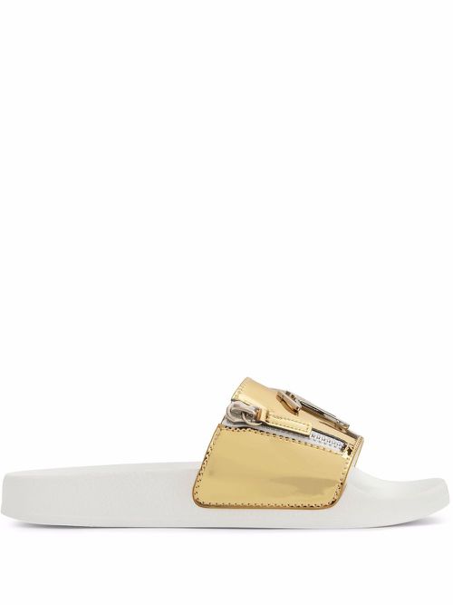 Giuseppe Zanotti | Brett zip-detail slides - Gold