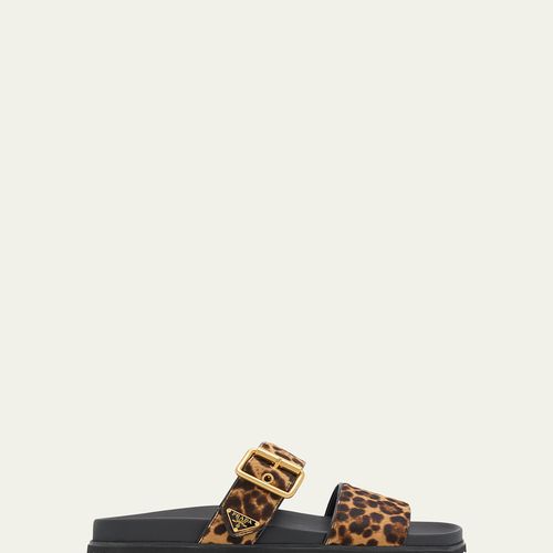 Prada | Leopard Buckle Sporty Slide Sandals | Realry