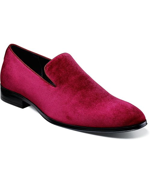 Stacy Adams | Men's Savian Velour Slip-On Loafers - Cranberry | Realry