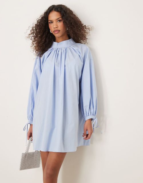 Ghospell | oversized mini dress in powder blue | Realry