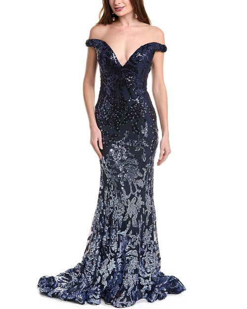 JOVANI | Off-The-Shoulder Sequin Gown | Realry