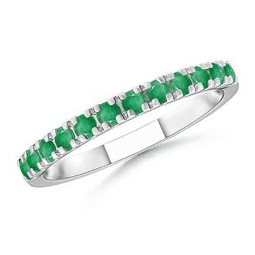 Angara | Angara 0.59 Carat Unique Prong Emerald Half Eternity Wedding ...