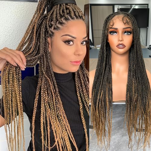 temu | TEMU 28" Knotless Braided Cosplay Wigs For Box Braids Lace ...