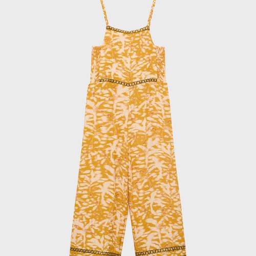 Mango | Long embroidered jumpsuit mustard - Kids - | Realry