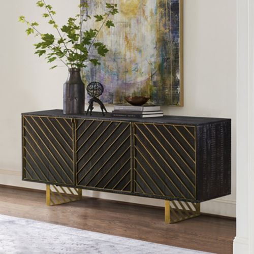 Ashley | Armen Living Monaco Sideboard, Black Red/Antique Brass | Realry