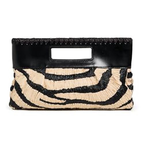 Staud | STAUD Women's Lena Clutch, Zebra Raffia, Black, Stripe, One ...