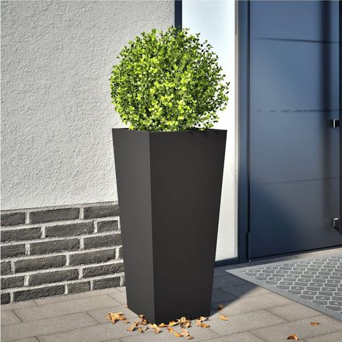 boohooMAN | Mens Garden Planter Black 35x35x75 cm Steel, Black | Realry