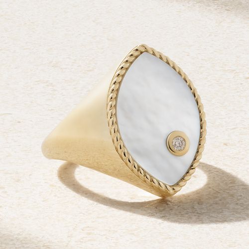 Yvonne Leon | Chevalière Marquise 9-karat Gold, Mother-of-pearl And ...