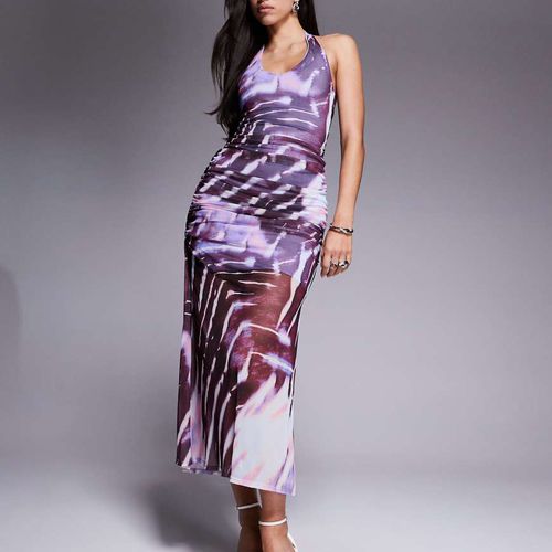 ASOS DESIGN | ASOS DESIGN halter mesh maxi dress with ruching in ...