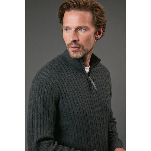 Debenhams | Debenhams Men's Premium Pure Cotton Cable Half Zip Jumper ...