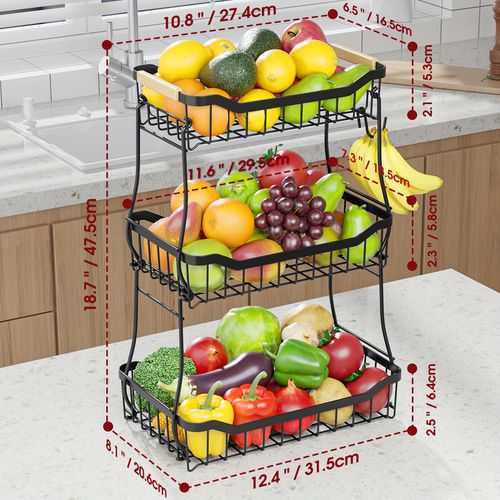temu | TEMU Large Capacity Metal Fruit Basket Removable With Banana ...