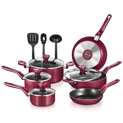NutriChef | 13Pc Aluminum Red Kitchenware Set | Realry