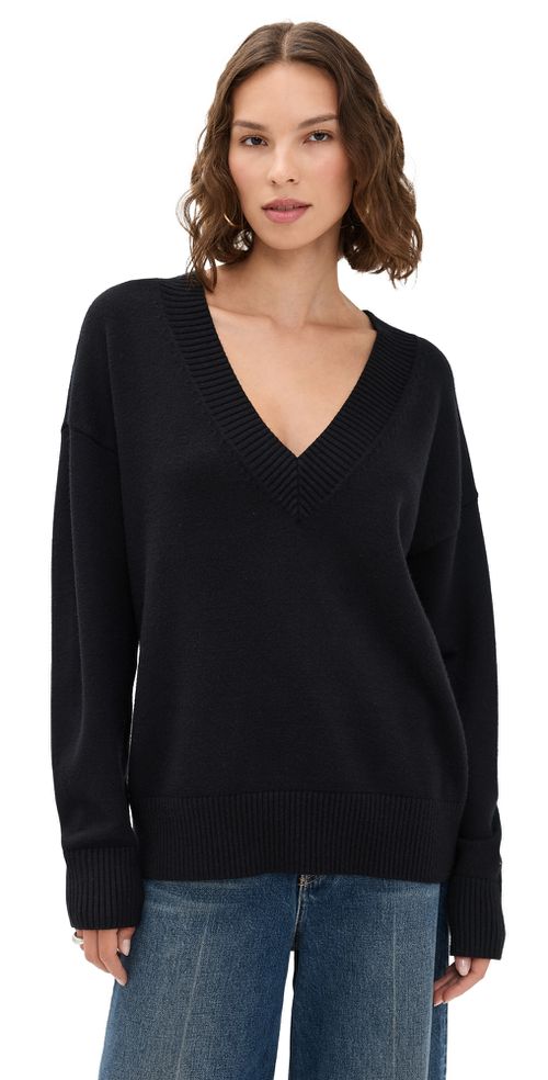 Good American | Knit Deep V Knit Sweater Black001 | Realry