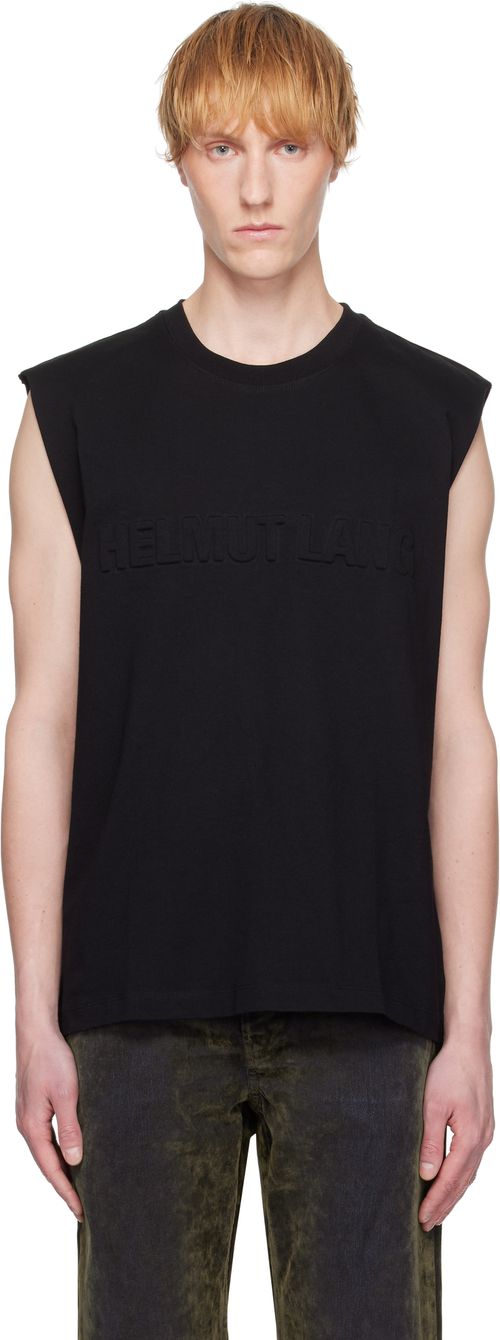 Helmut Lang | Helmut Lang Black Embossed Logo Tank Top | Realry