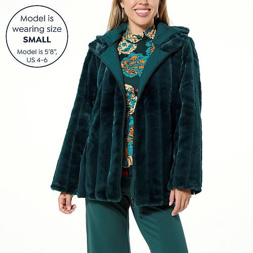 Iman | Global Chic Reversible Faux Fur/Quilted Jacket - Tan | Realry